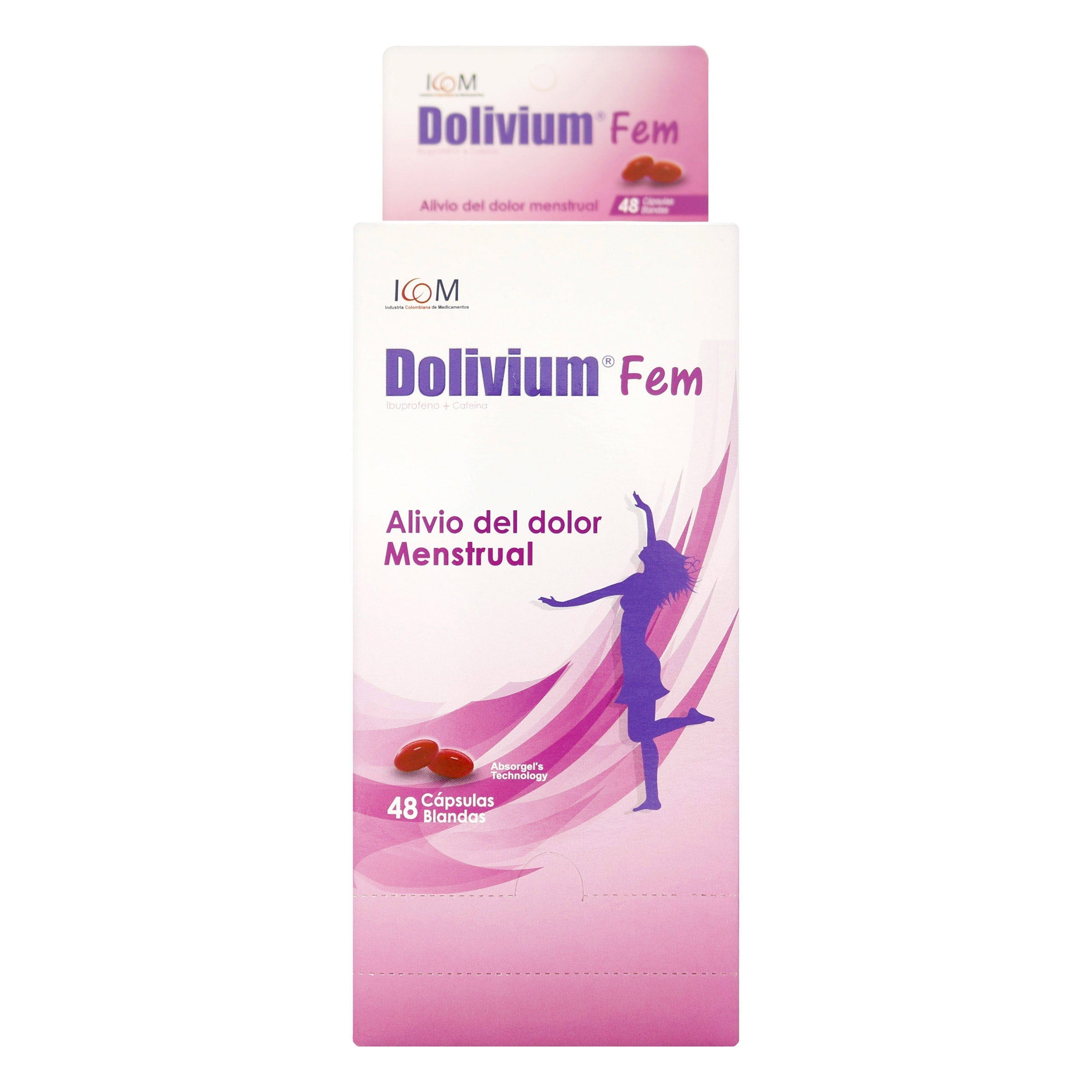 Sobre x 3 Capsula Dolivium Fem 400/60 Mg Icom Alivio del Dolor Menstru ...