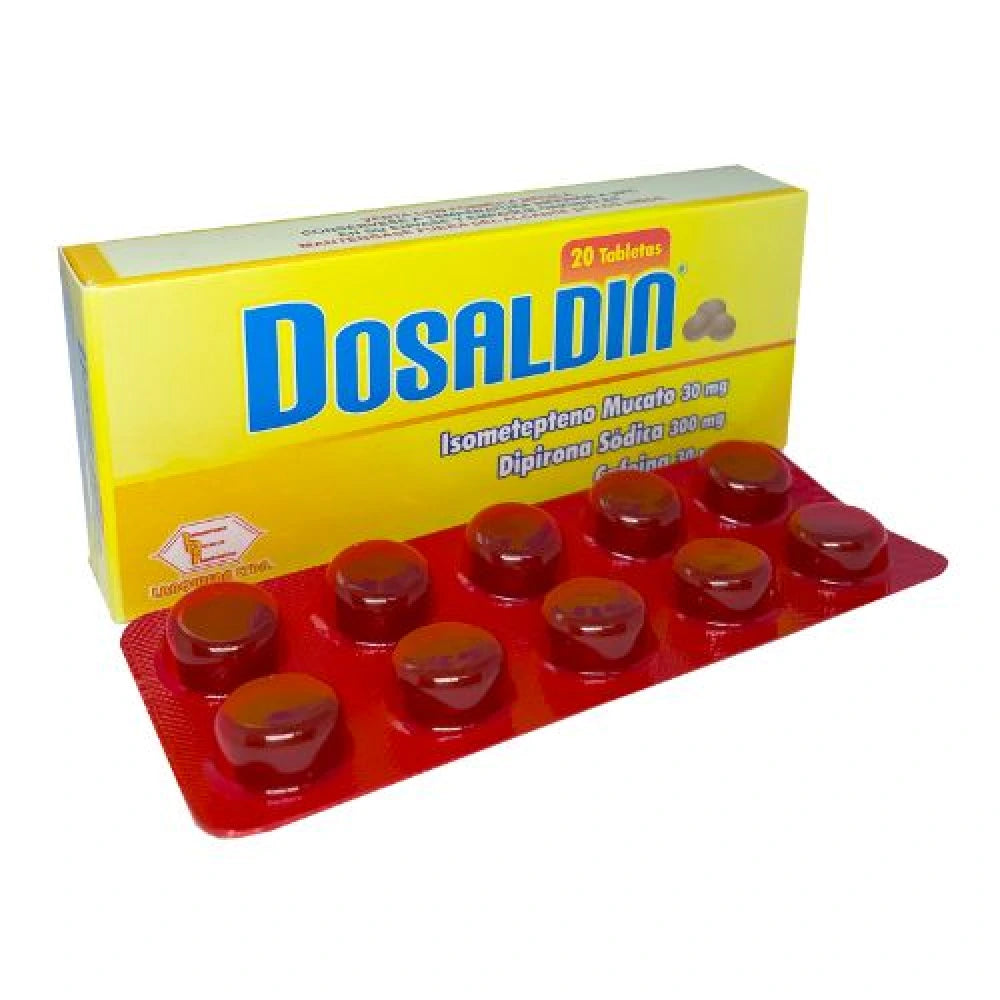 Dosaldin X 20 Tabletas (Isometepteno Mucato + Dipirona Sódica + Cafeín ...