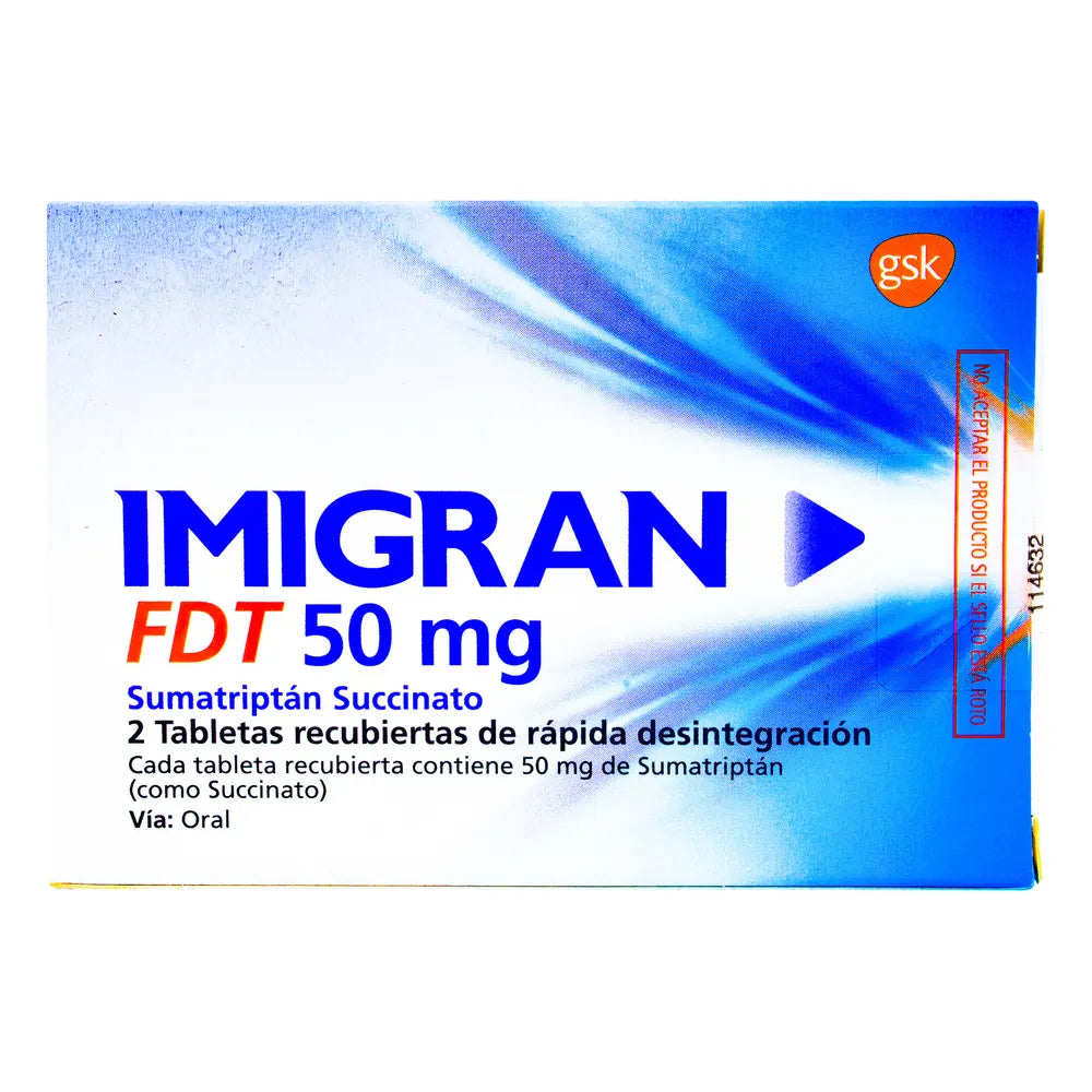 Imigran Fdt 50 Mg Caja X 2 Tab (Sumatriptan) – Droguerías Multifarma